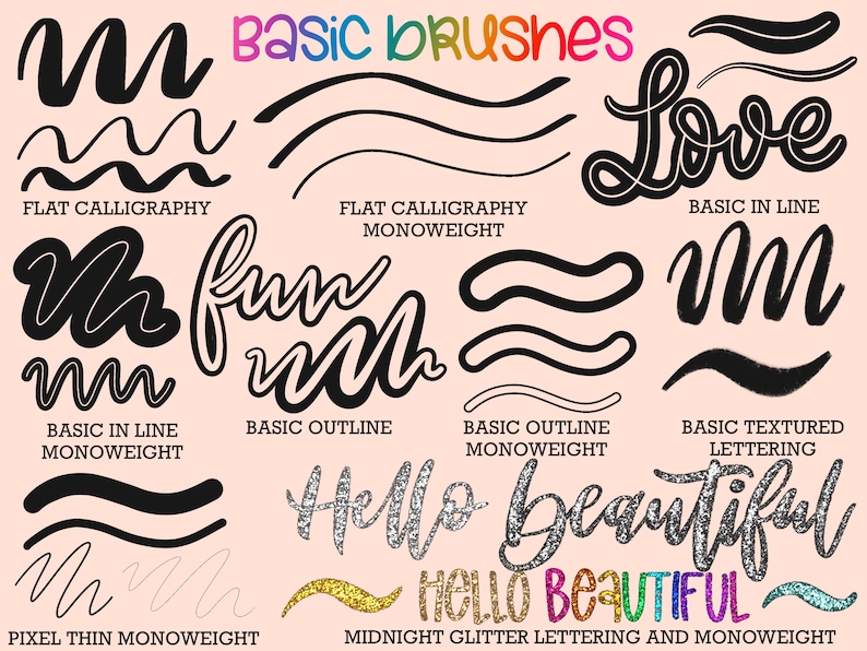 Basic Lettering Brushes Beginner Procreate Bundle Procreate - Etsy