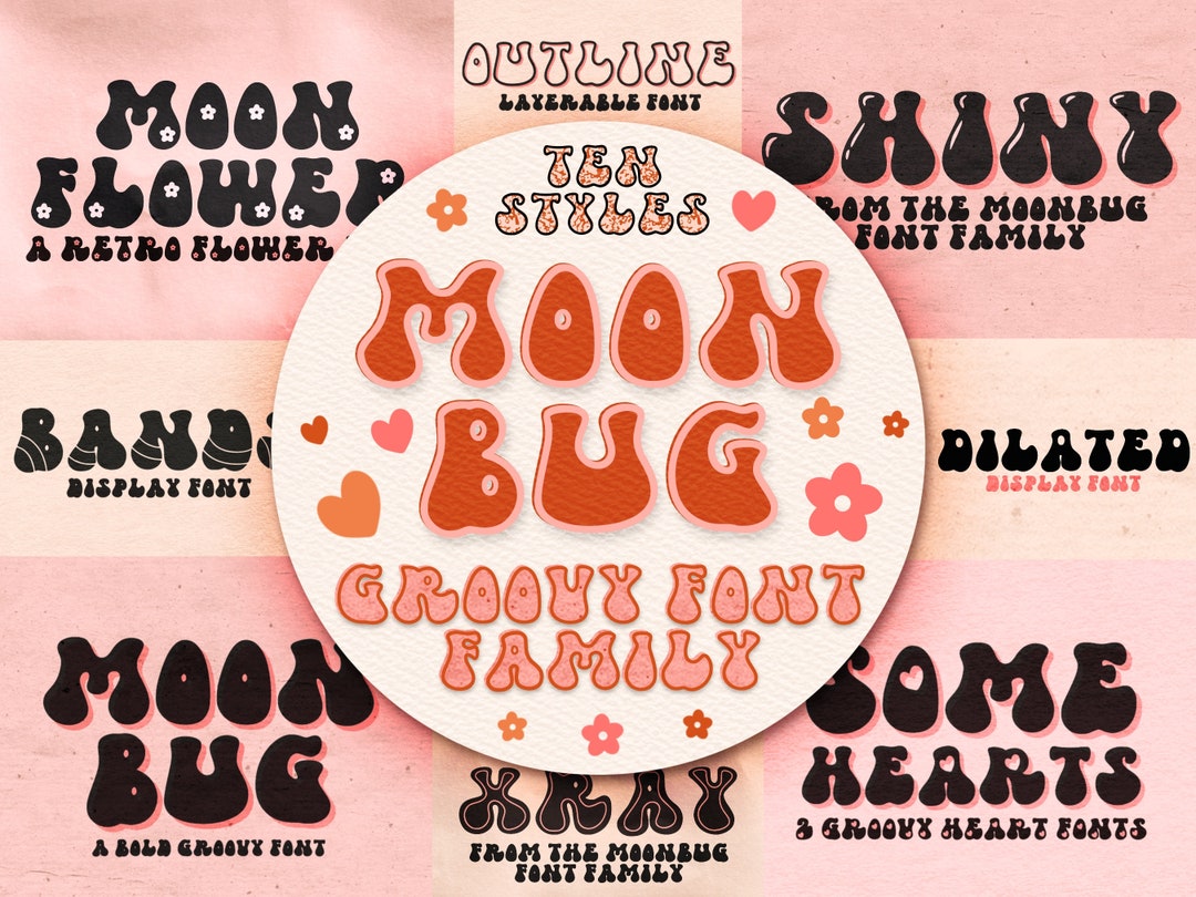 Moonbug Font Bundle: 10 Groovy Retro Display Fonts (TTF & OTF) - Etsy