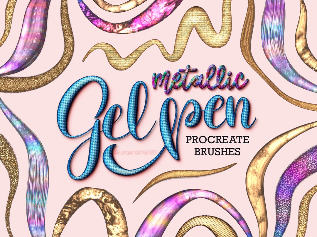 60 Metallic Gel Procreate Brushes | Metallic Texture | Lettering ...