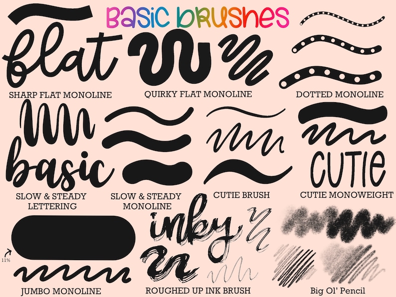 Basic Lettering Brushes Beginner Procreate Bundle Procreate - Etsy
