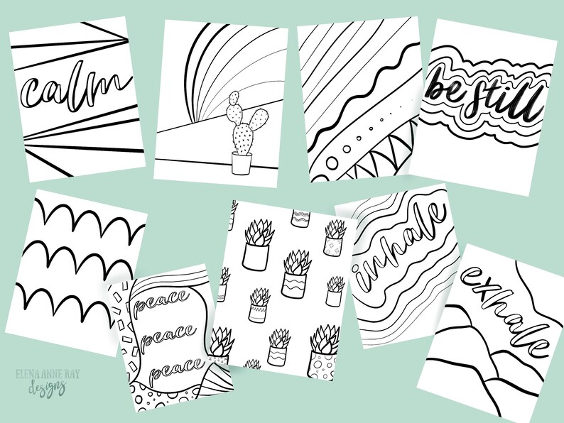 Calming Coloring Book Adult Coloring Pages Color and Chill - Etsy