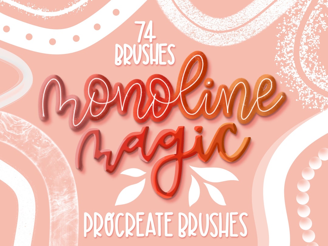 74 Procreate Brushes, Lettering Brushes, Glitter in Procreate, Monoline ...