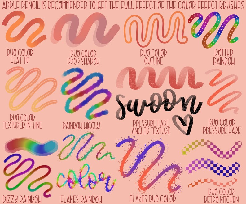 74 Procreate Brushes, Lettering Brushes, Glitter in Procreate, Monoline ...
