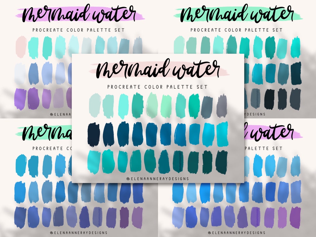 6 Procreate Colors, Mermaid Water Procreate Color Palette Bundle, Ocean ...