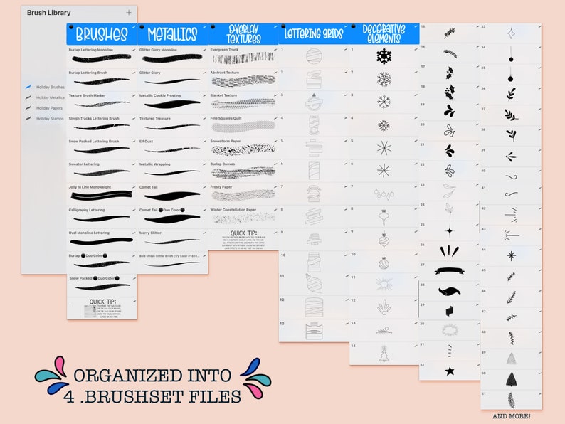 97 Procreate Doodle Brushes, Digital Art & Lettering Brushes, Glitter ...