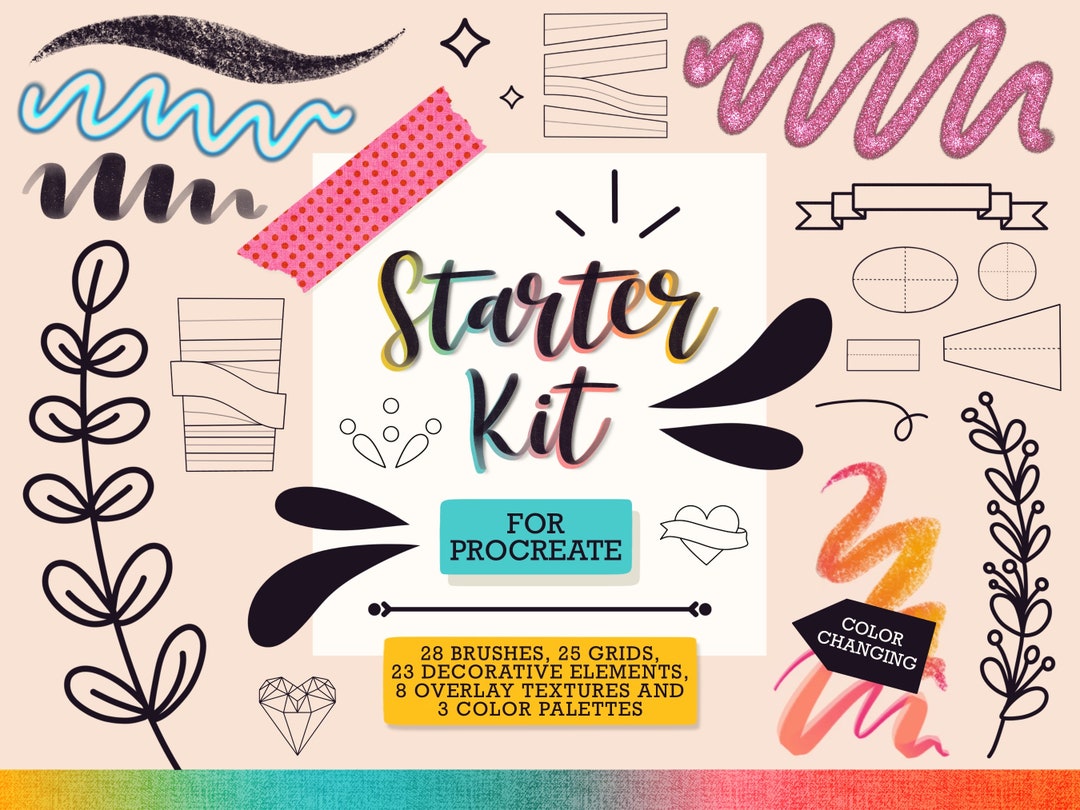 Procreate Brush Bundle for Lettering, Procreate Grid Builder, Glitter ...