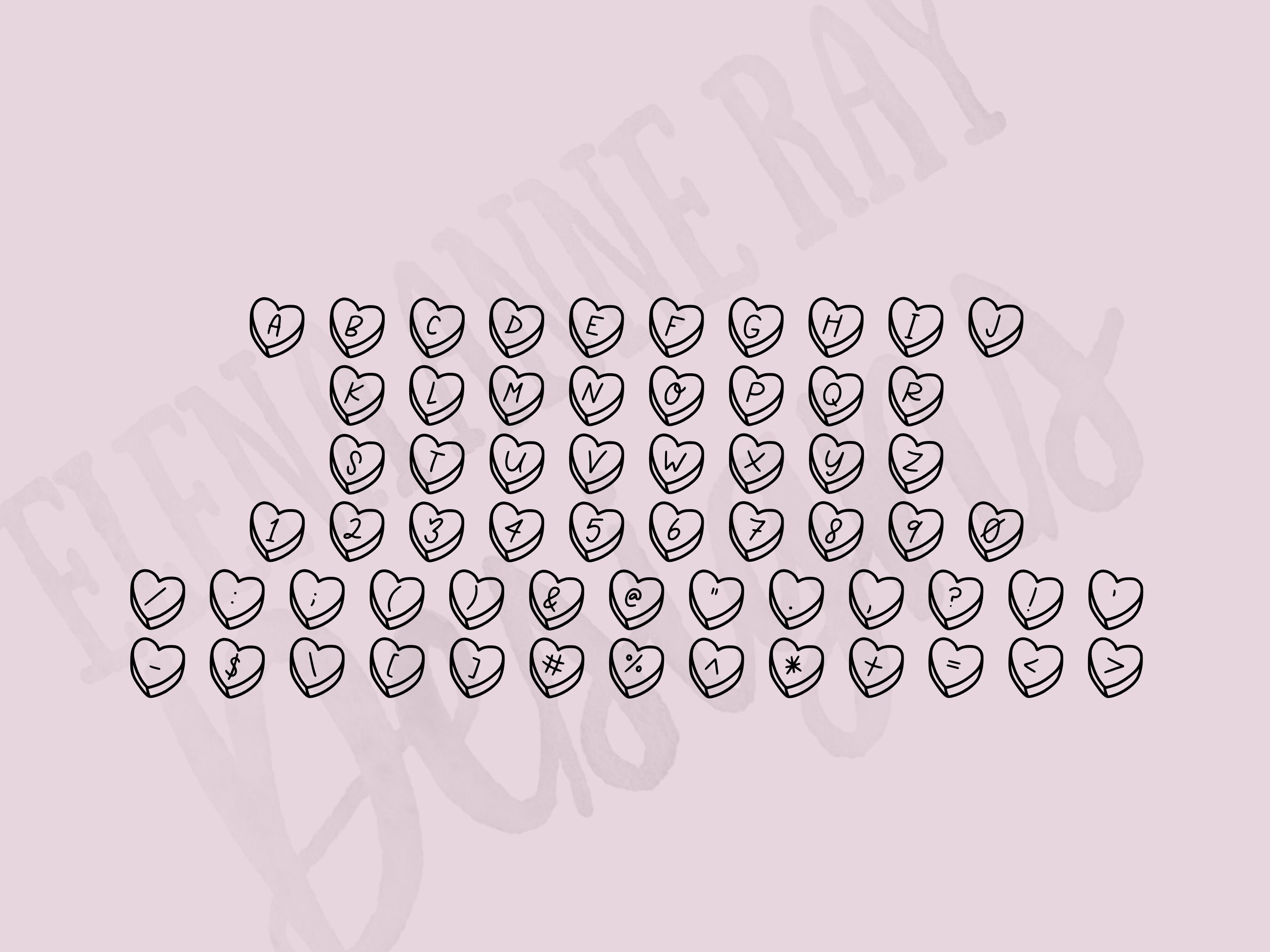 Heart Shape Font Cute Font Happy Fonts Candy Hearts Font | Etsy