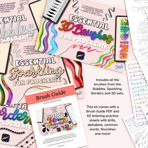 Essential Lettering Procreate Brushes | Grid Builder | 3D Digital ...