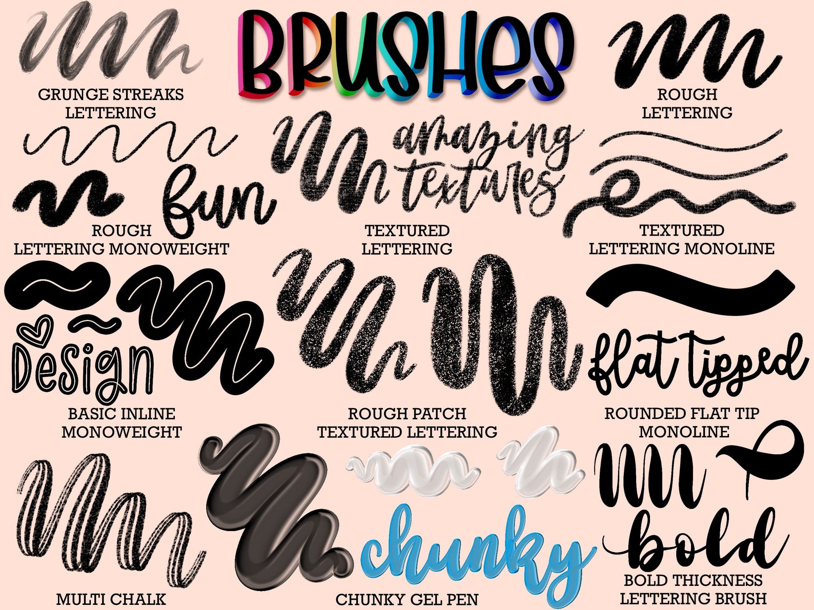 103 Procreate Lettering Brushes, Procreate Beginner Kit, Glitter Brush ...