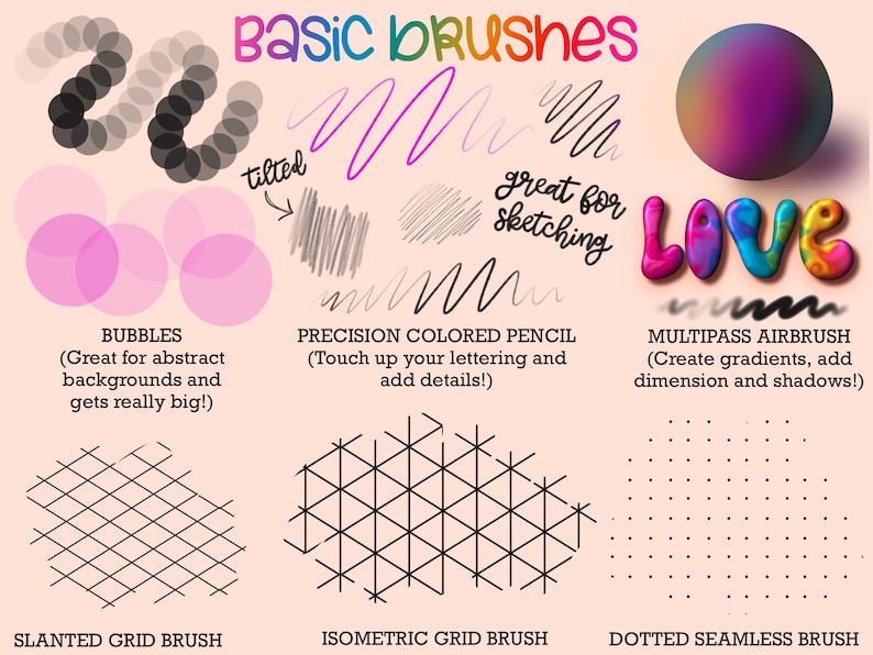 Basic Lettering Brushes Beginner Procreate Bundle Procreate - Etsy