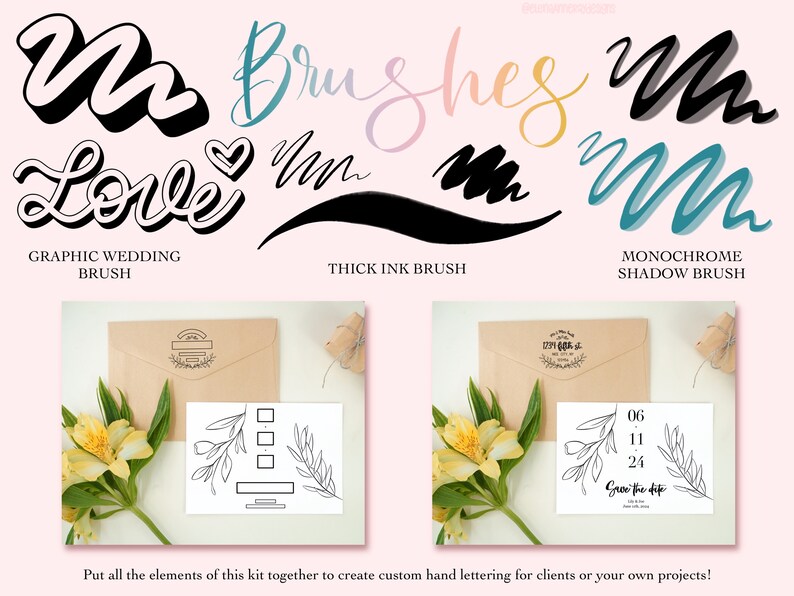 Procreate Wedding Lettering Brush Set: Calligraphy & Decor Stamps - Etsy