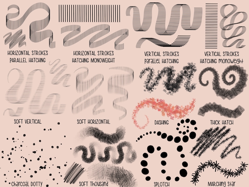 Procreate Brushes Crosshatch Drawing Sketching Charcoal & | Etsy