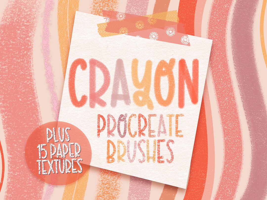 Crayon Procreate Brush Set | Textured Lettering, Paper Overlays - Etsy