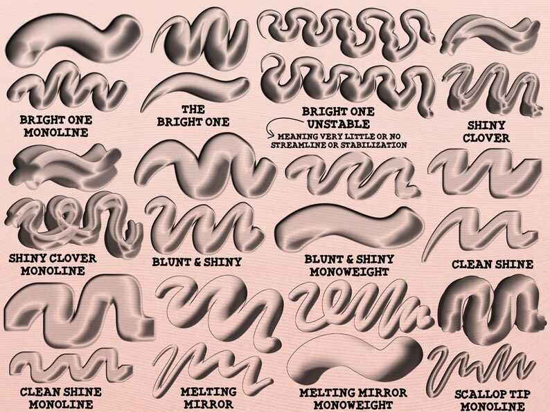 68 Procreate Brushes 3D Procreate Brush Shiny Brush Liquid Etsy Australia