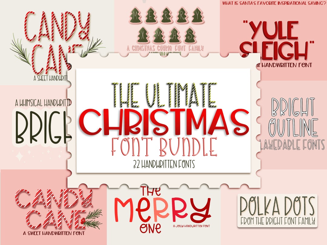 Font Bundle: 35 Cute Fonts | Layerable Font | Christmas Fonts ...