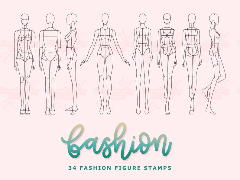 Fashion Design Procreate Brushes and Stamps - Dress Design, Figure ...