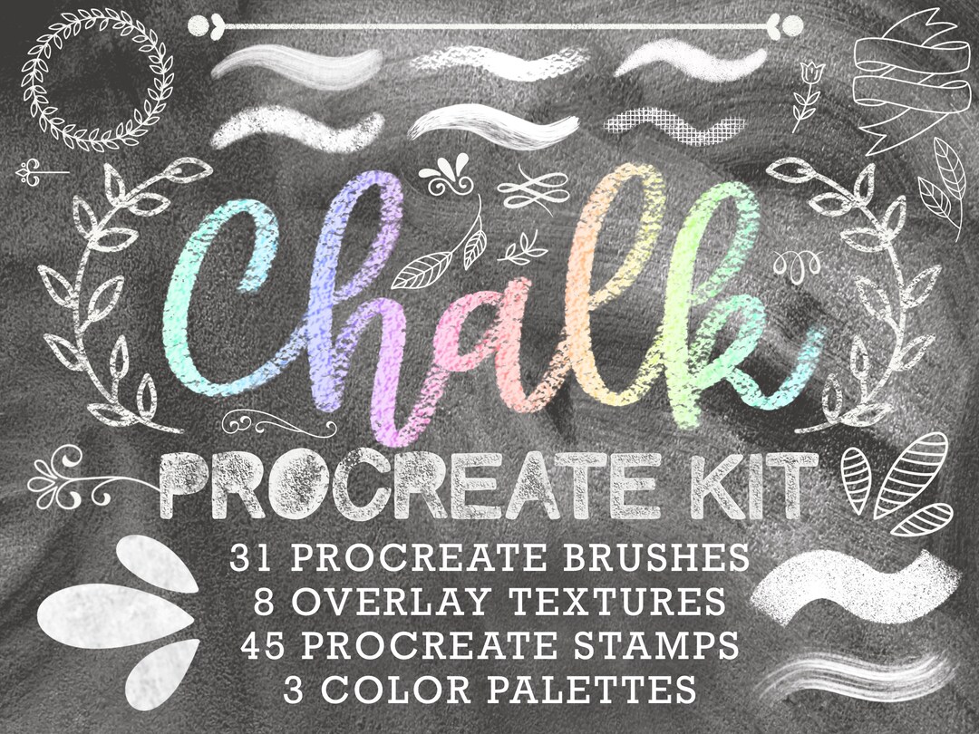Procreate Chalk Brushsets: Realistic Art, Lettering, Texture Brushes ...