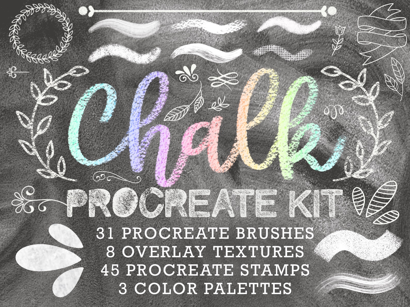 Procreate Chalk Brushsets: Realistic Art, Lettering, Texture Brushes ...