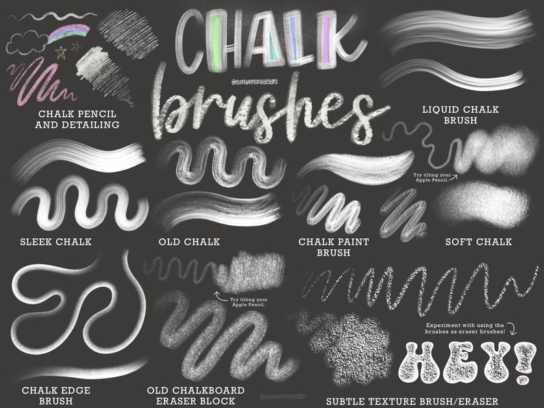 Procreate Chalk Brushsets: Realistic Art, Lettering, Texture Brushes ...