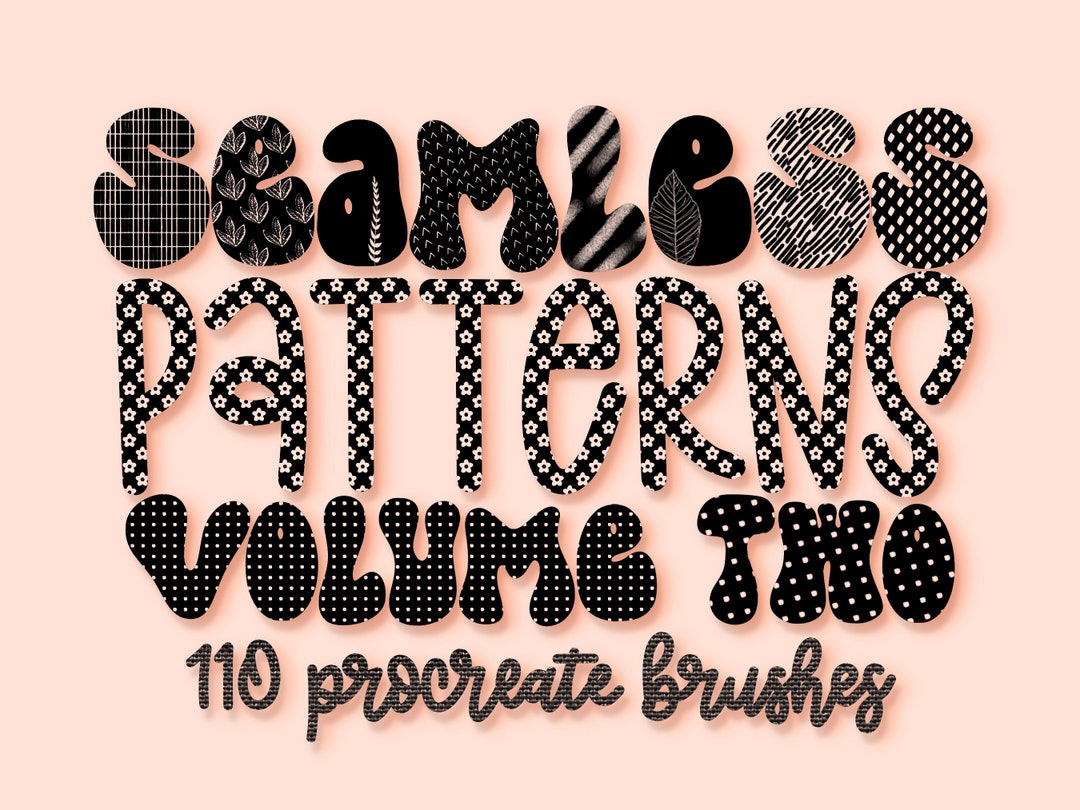 Seamless and Repeat Pattern Procreate Brushes Volume 2 With Stripes, Flowers, Raindrops ...