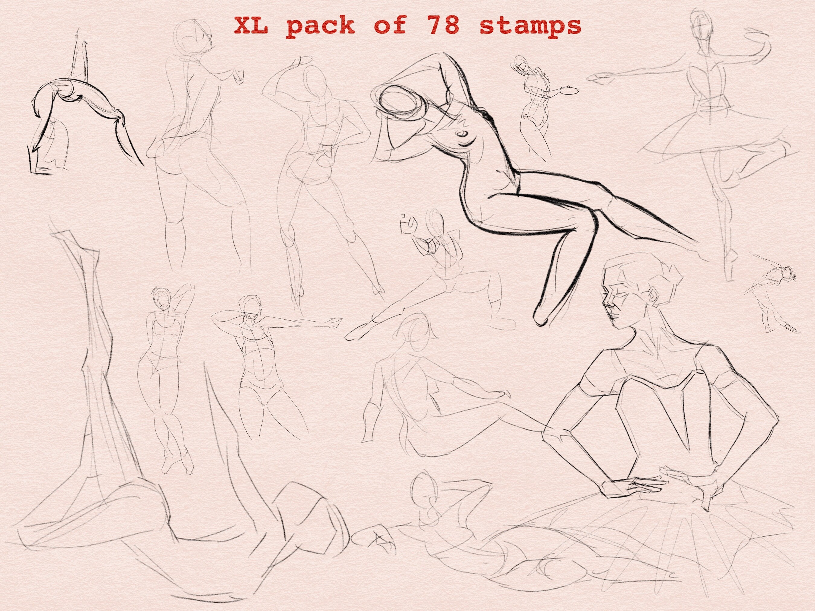 Anatomy Study Procreate Stamps | 78 Body Form Stamps Set | Human Form ...