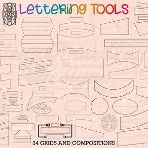 Basic Lettering Brushes, Beginner Procreate Bundle, Procreate Grid Builder, Glitter Brush ...