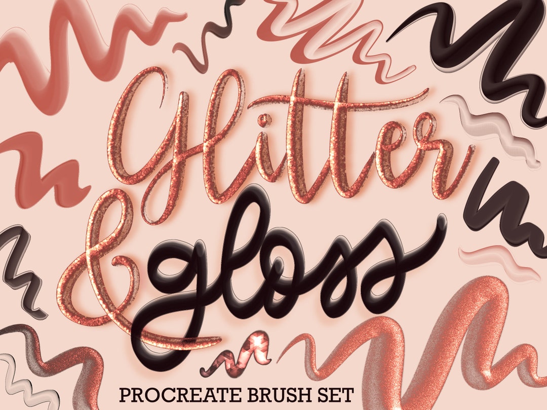 Glitter & Gloss Procreate Brushes: Metallic Texture, Shiny 3D Brushsets ...