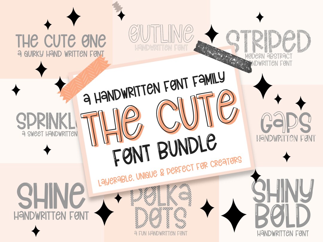 Cute Handwritten Font Bundle, Layerable Font, Easter Font Family ...