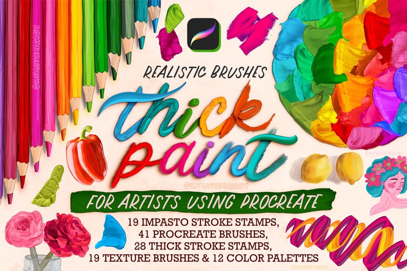 Realistic Oil Impasto Procreate Brushes - Acrylic, Texture, Paint and ...