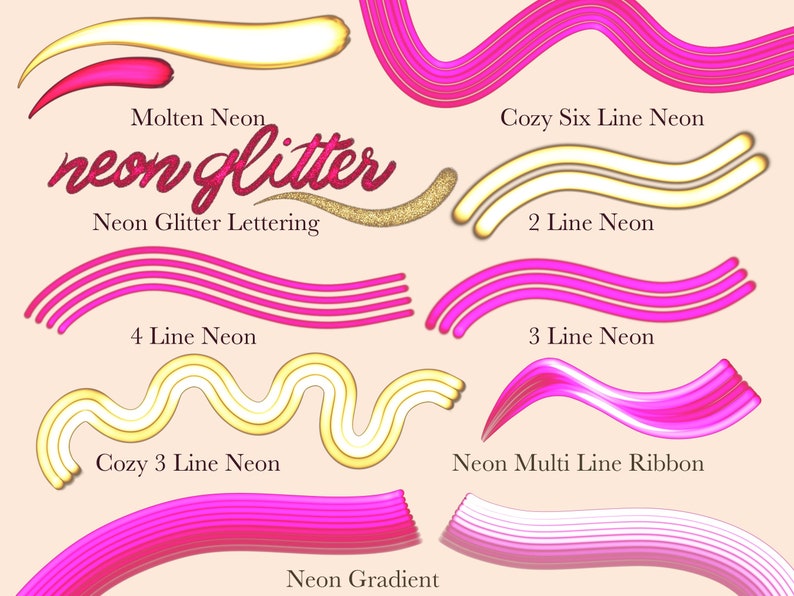 31 Glitter & Neon Procreate Brushes Metallic Procreate Brush | Etsy