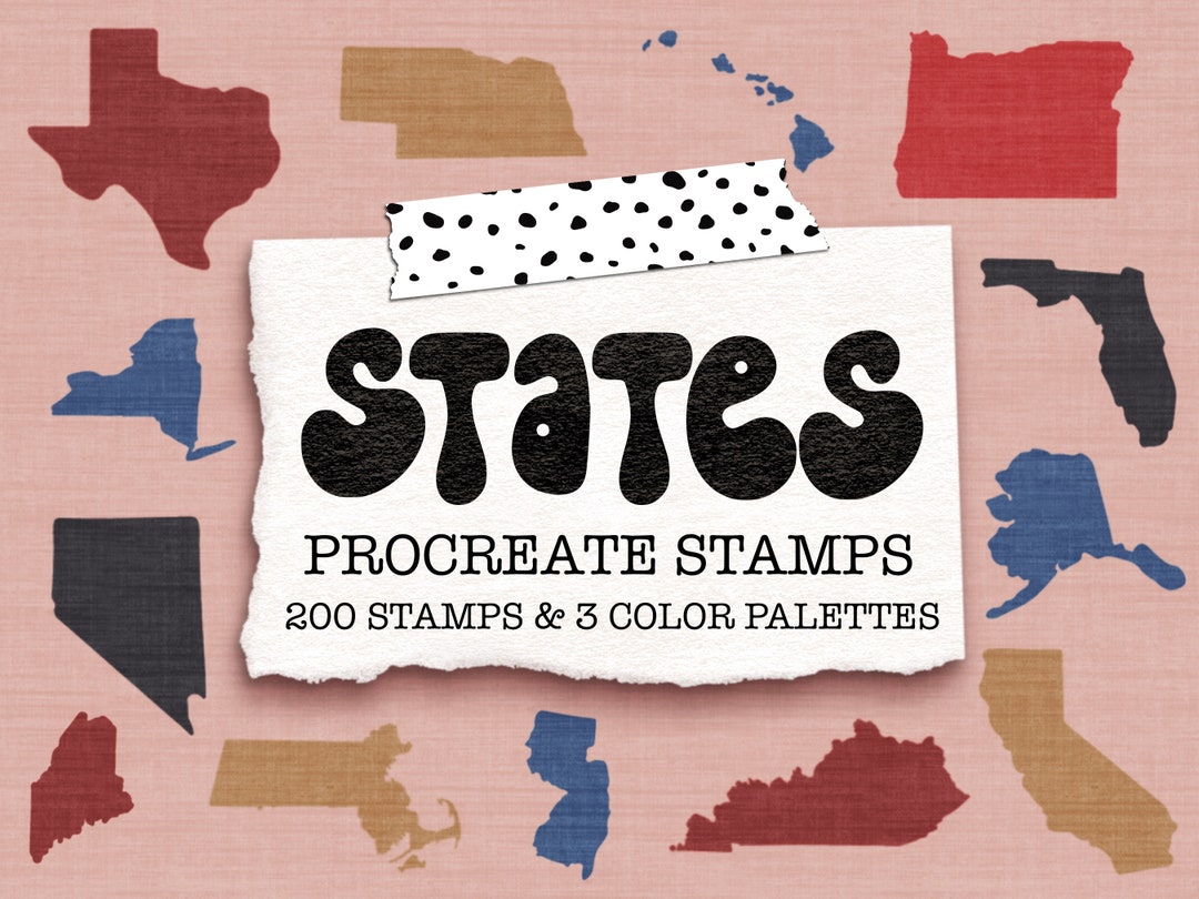Procreate Stamps United States, Procreate Color Palettes, US 50 States ...