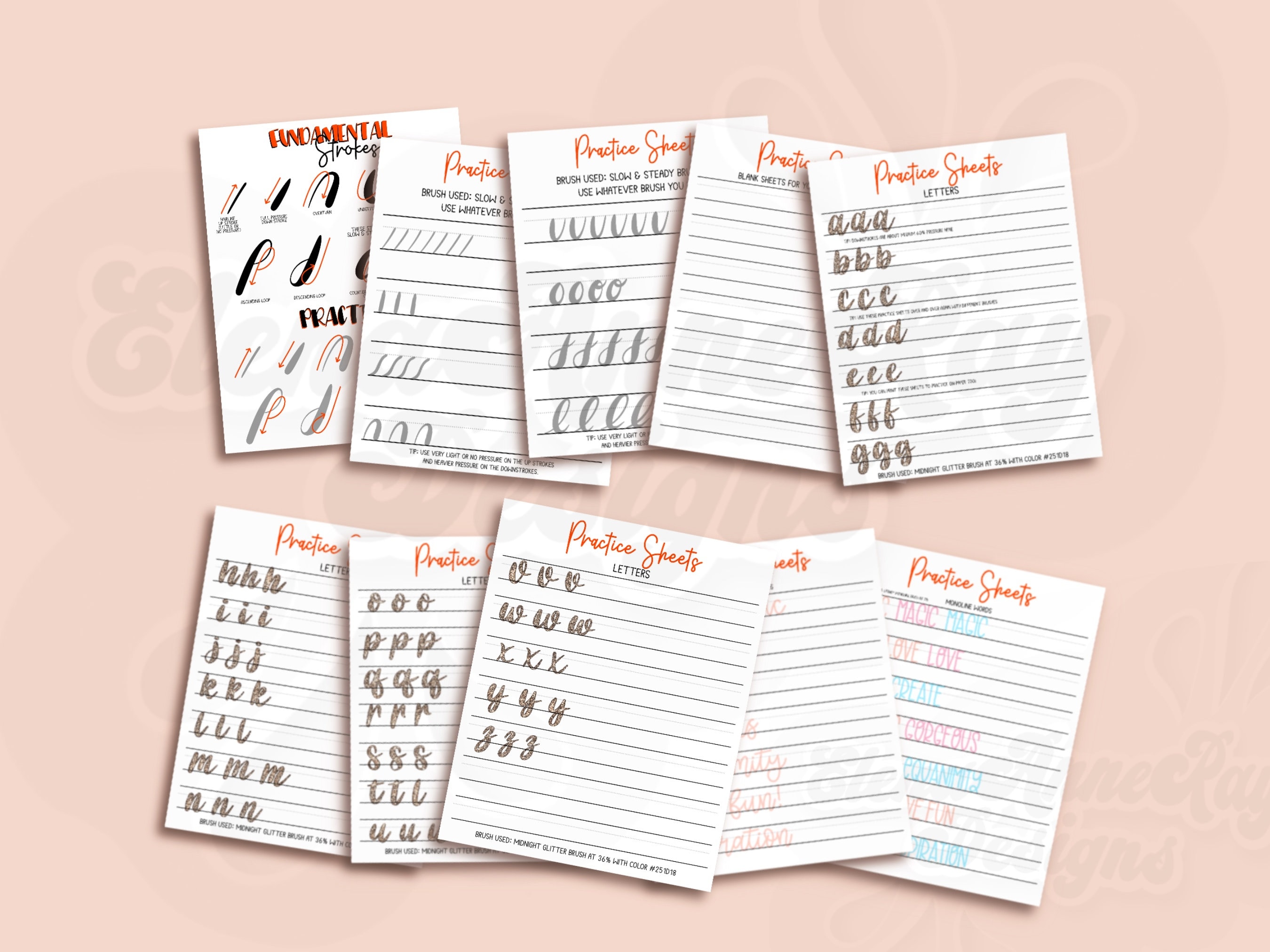 Basic Lettering Sheets Beginner Lettering Workbook Procreate - Etsy