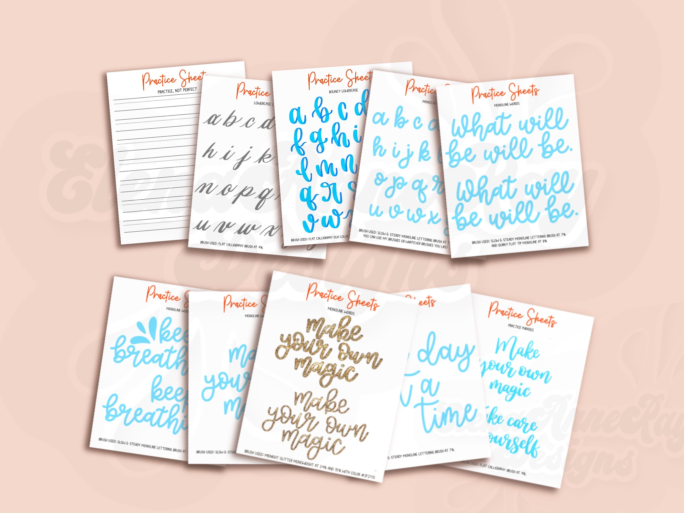 Basic Lettering Sheets Beginner Lettering Workbook Procreate - Etsy