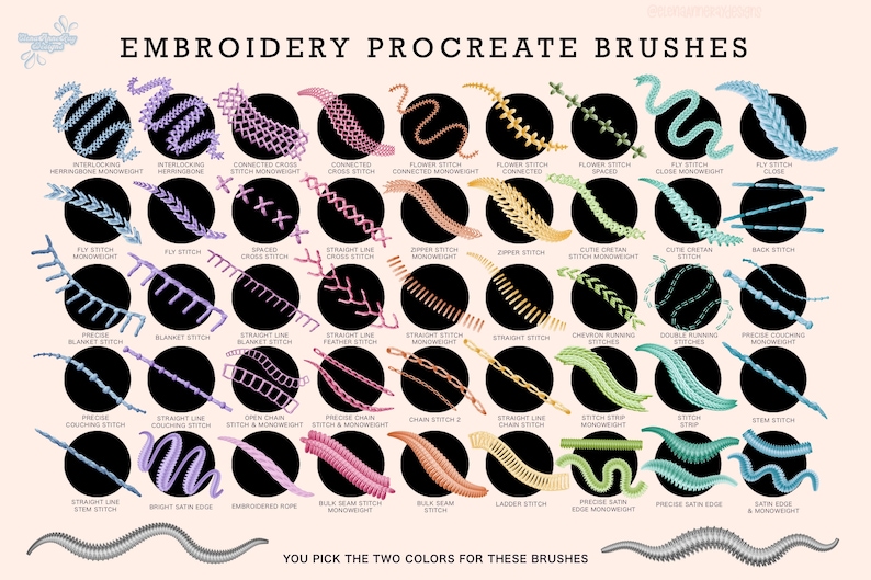 Realistic Embroidery Procreate Brushes | Digital Art Kit for Procreate ...
