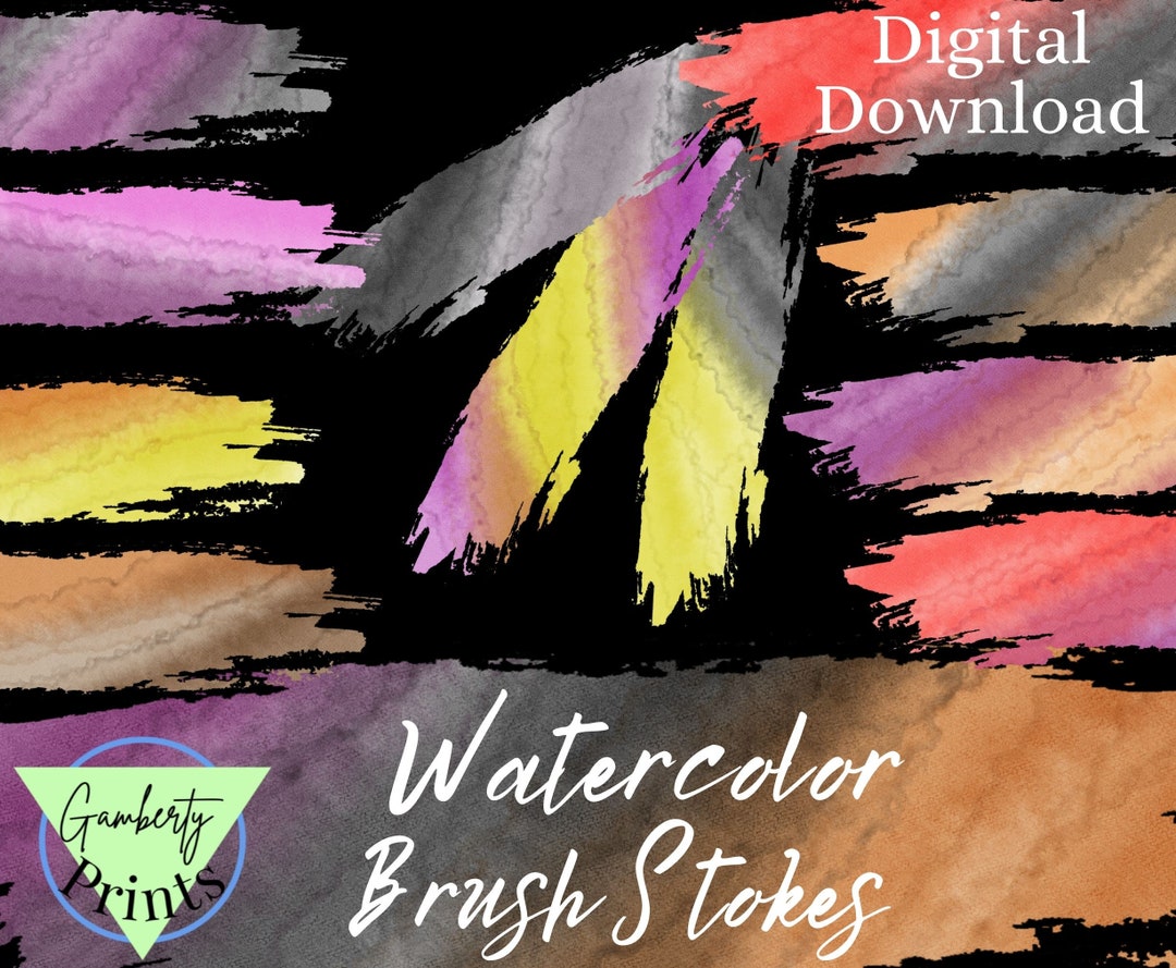 Watercolor Brush Stroke Clipart Set, Multiple Colors Brush Stroke Print ...