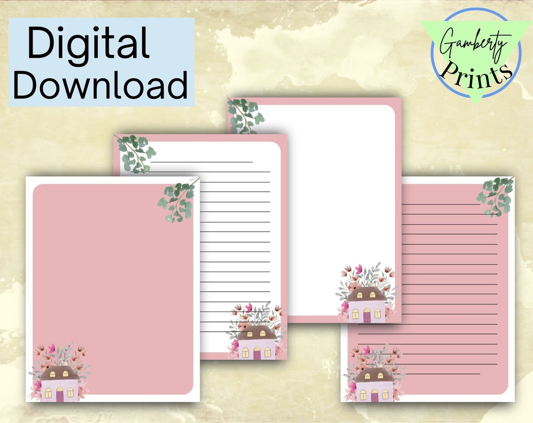 Floral House Printable Stationery Set | US Letter (PDF) - Etsy
