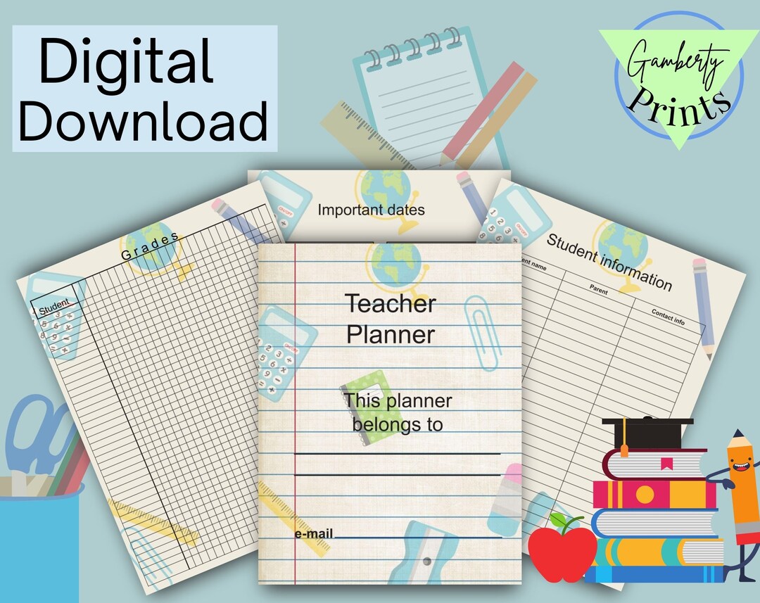 Printable Teacher Planner | US Letter PDF, Student Info (digital ...