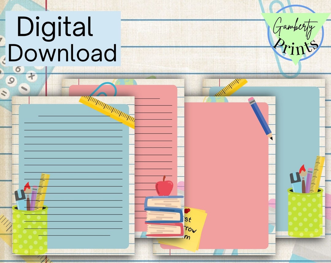 Fun School Stationery Set | US Letter Printable Paper (PDF) - Etsy