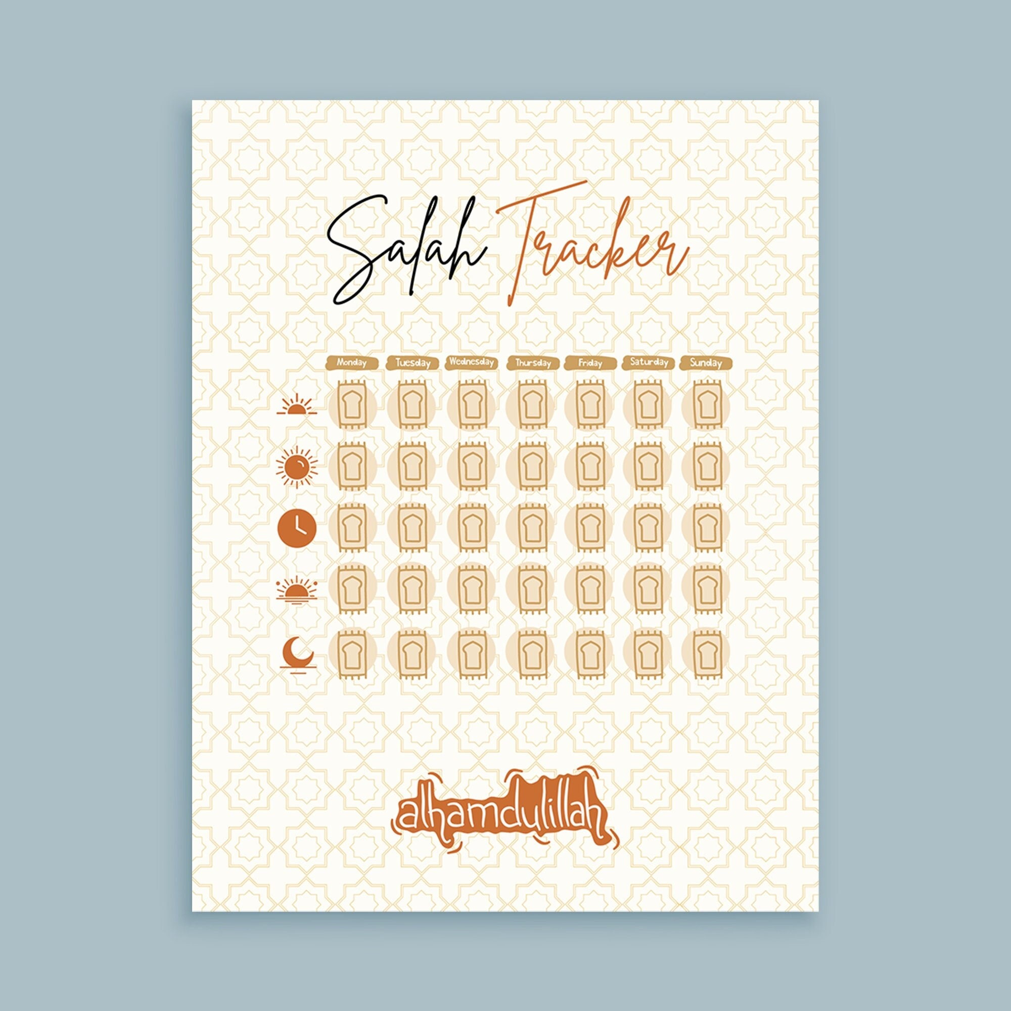 Salah Tracker | Muslim Prayer Tracker | Salah Tracker Checklist | Islamic Art Prints | WEEKLY ...