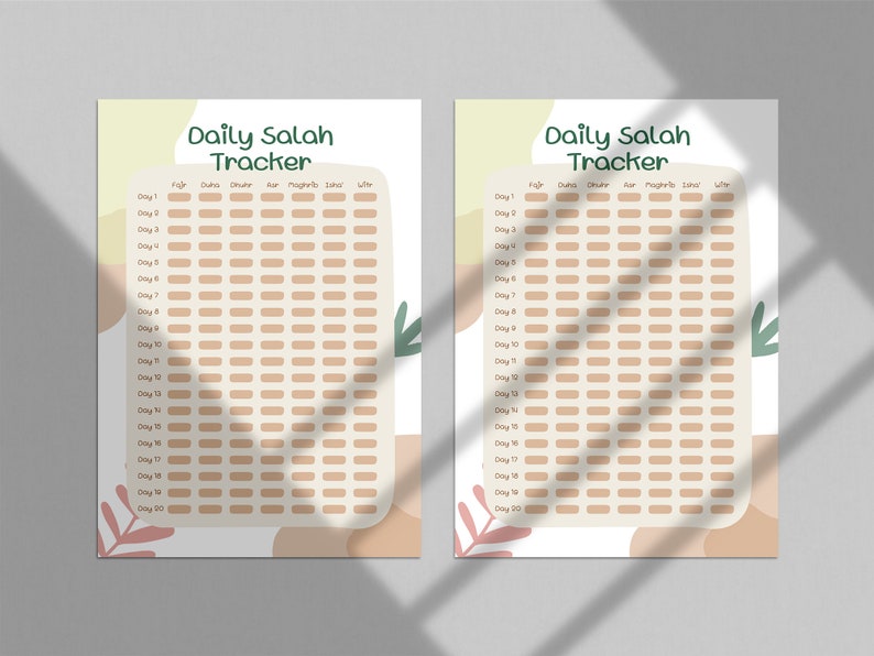 Salah Tracker Muslim Prayer Tracker Salah Tracker Checklist Islamic Art ...
