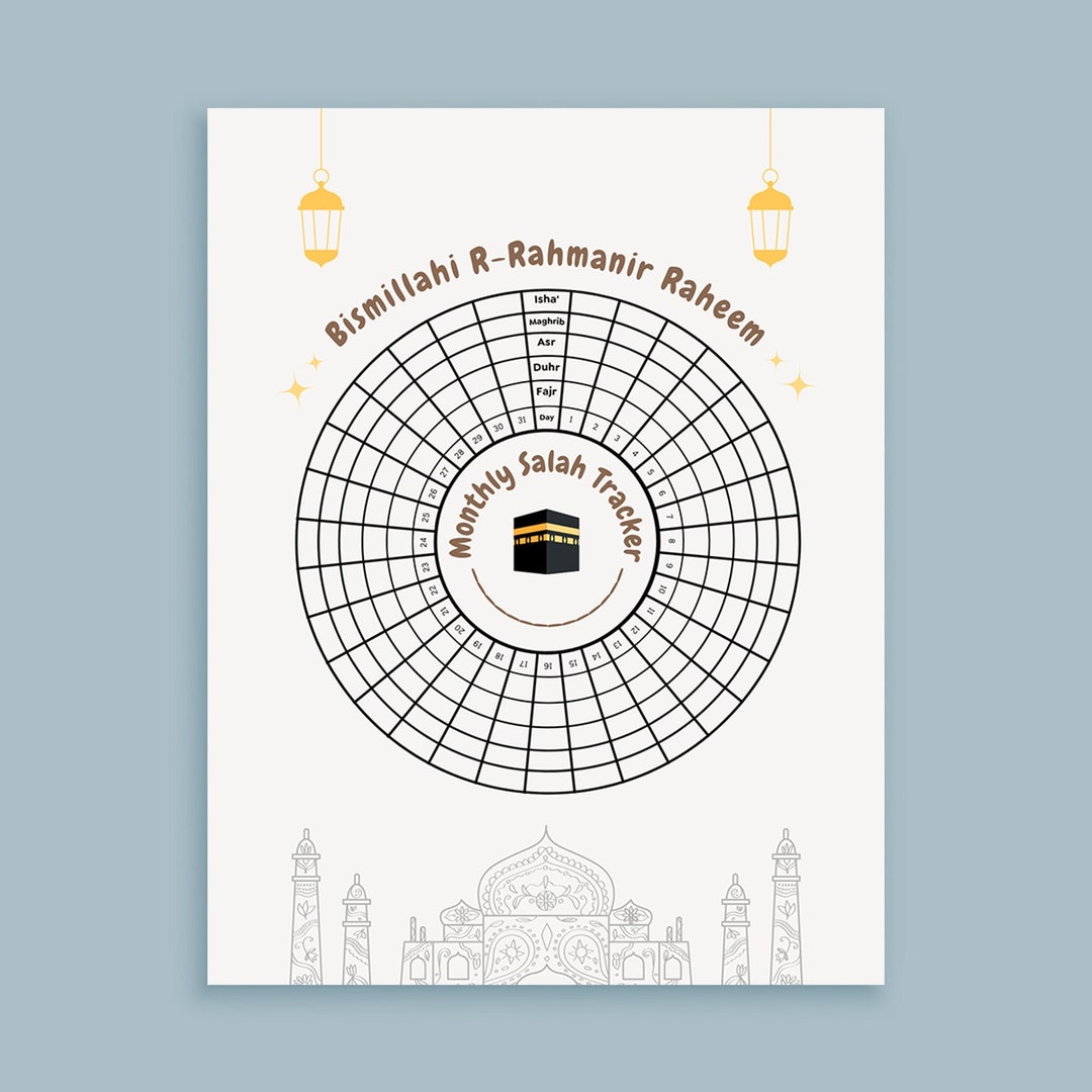 Monthly Salah Tracker: Islamic Prayer Checklist (digital Download) - Etsy