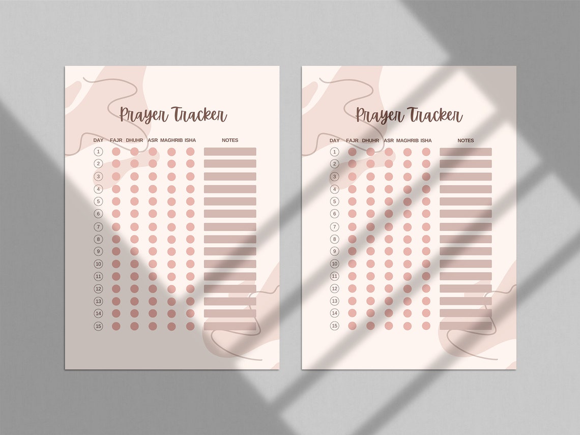 Salah Tracker | Muslim Prayer Tracker | Salah Tracker Checklist ...