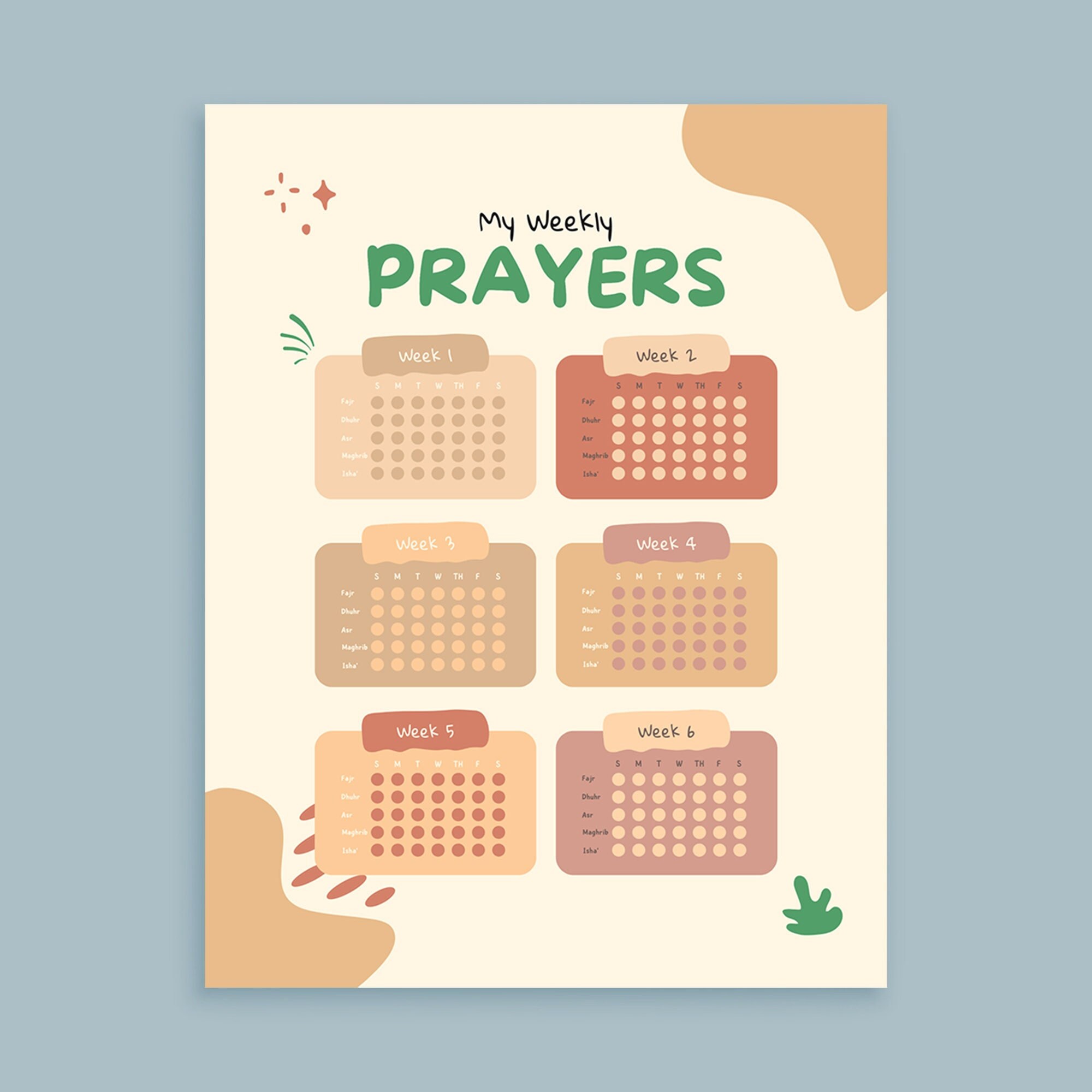 Salah Tracker | Muslim Prayer Tracker | Salah Tracker Checklist ...