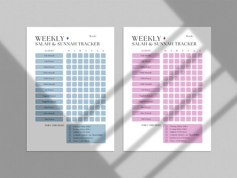 Salah Tracker | Muslim Prayer Tracker | Salah Tracker Checklist ...