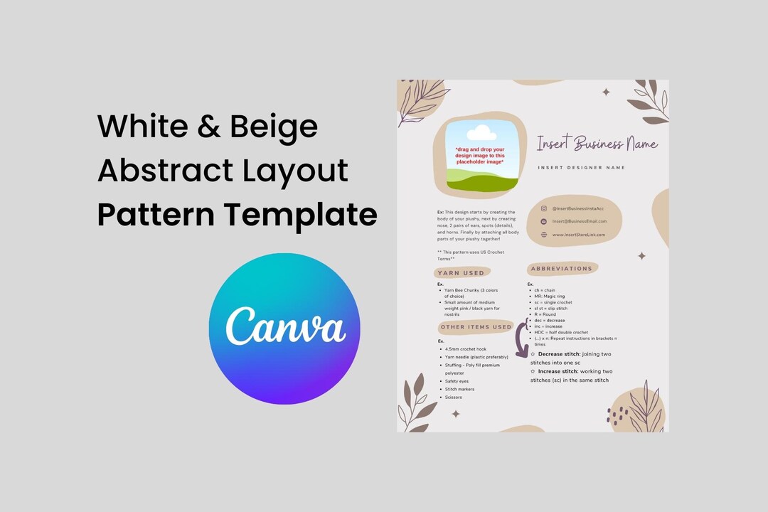 Crochet Knit Canva Pattern Template | White & Beige Abstract Theme ...