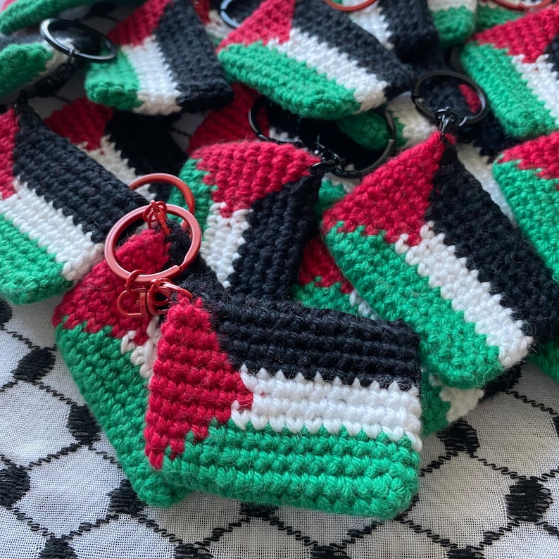 Crochet Palestine Flag Keychain | Handmade Falasteen Keyring | Free ...
