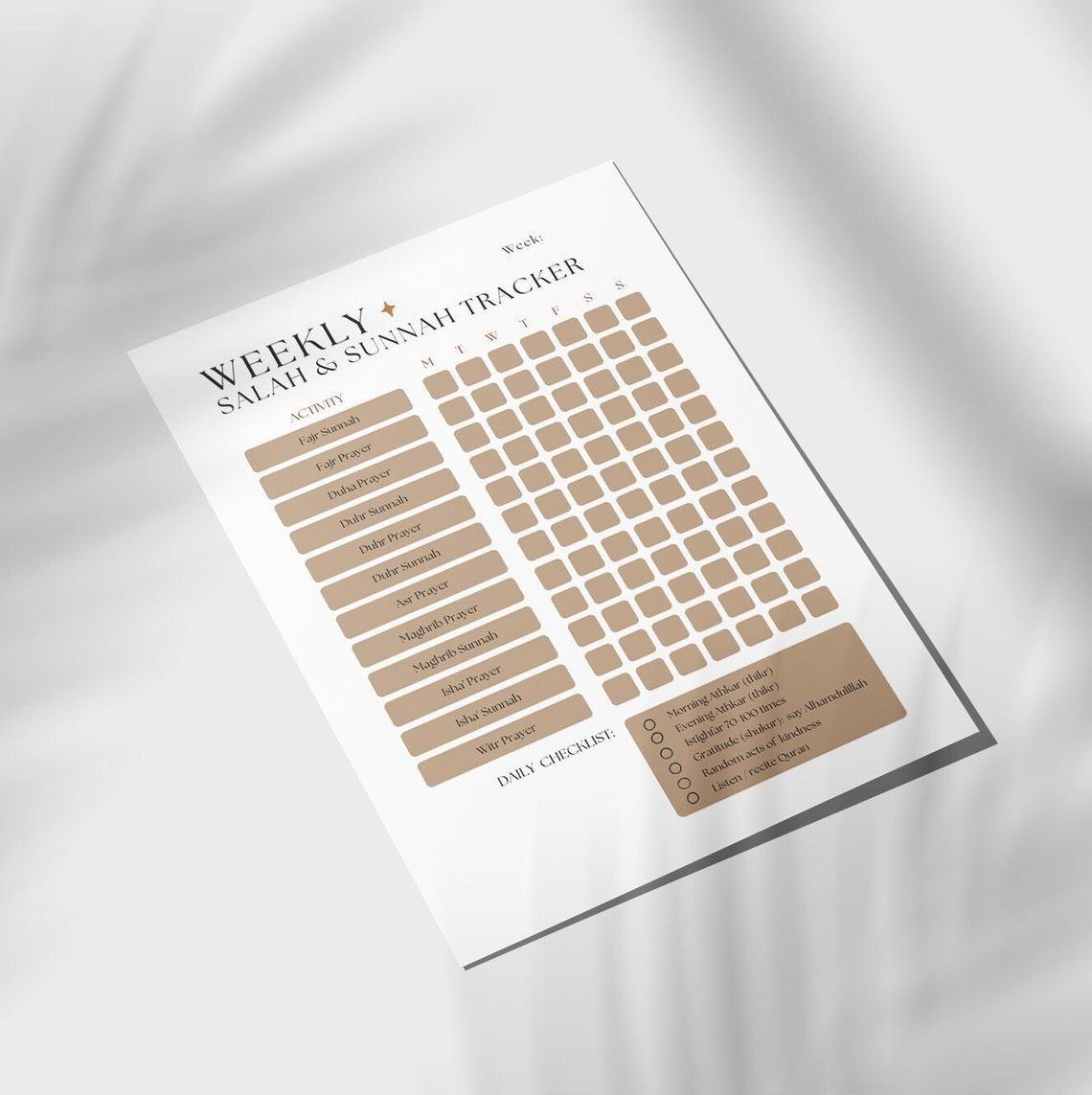 Salah Tracker | Muslim Prayer Tracker | Salah Tracker Checklist ...