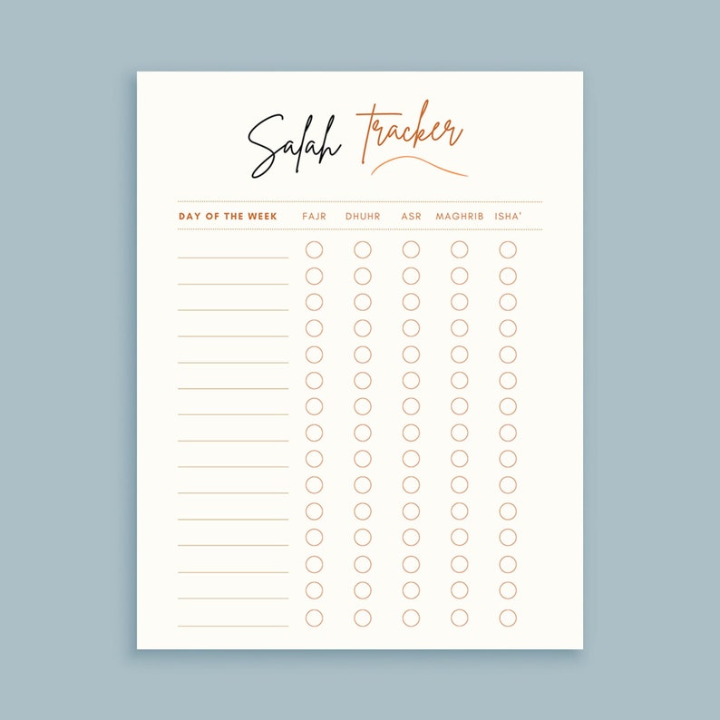 Salah Tracker | Muslim Prayer Tracker | Salah Tracker Checklist ...