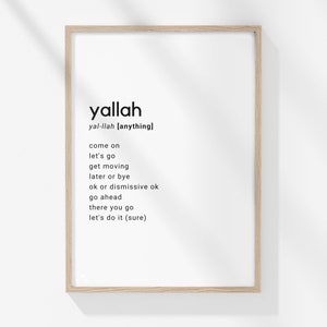 YALLAH Definition Print: Arabic Humorous Wall Art (digital Download) - Etsy