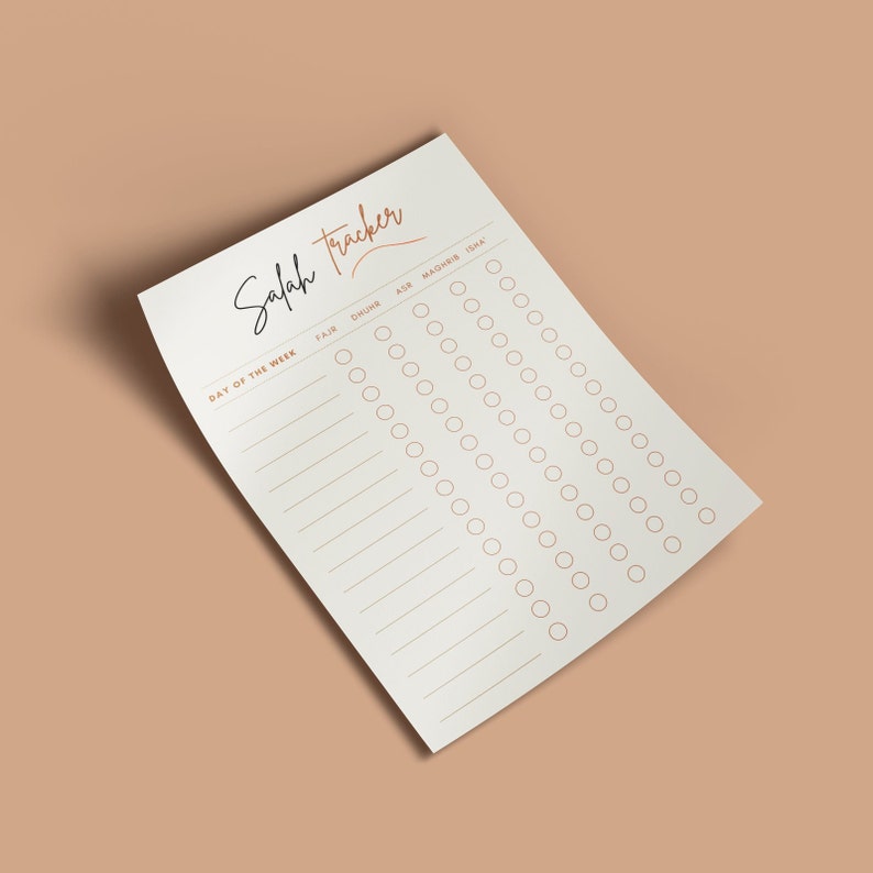 Salah Tracker Muslim Prayer Tracker Salah Tracker Checklist Islamic Art ...